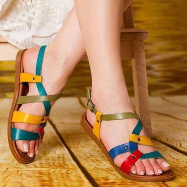 Veooy Color Leather Daily Summer Sandals on Luulla