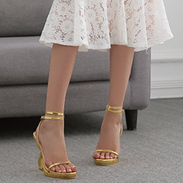 Veooy Spiral Heeled Ankle Straps Buckle Sandals on Luulla