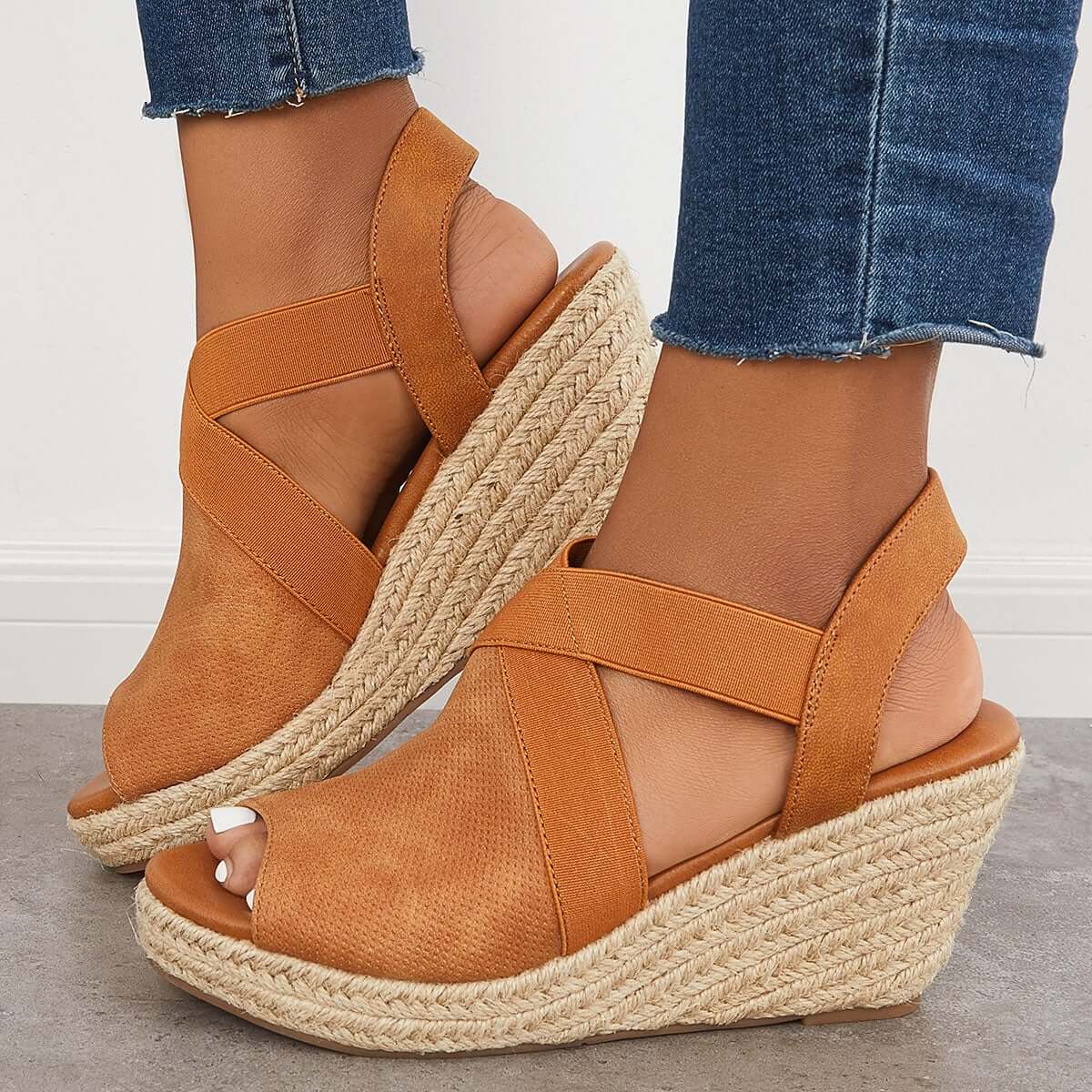 Veooy Peep Toe Platform Espadrille Wedges Ankle Strap Sandals on Luulla